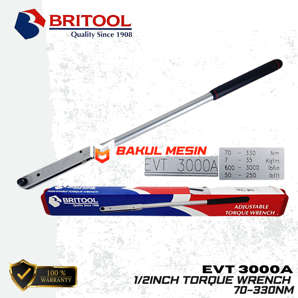 Jual Kunci Momen Kunci Torsi 1/2inch torque wrench EVT 3000 BRITOOL EVT ...