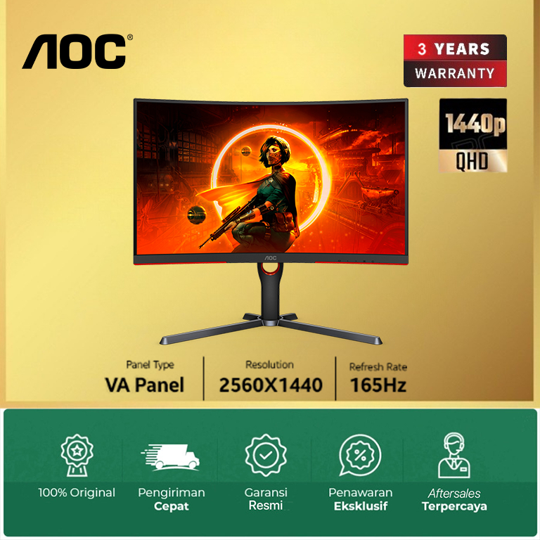 Jual Monitor LED AOC CQ27G3S - Curved QHD 165Hz 27" Inch | Shopee Indonesia