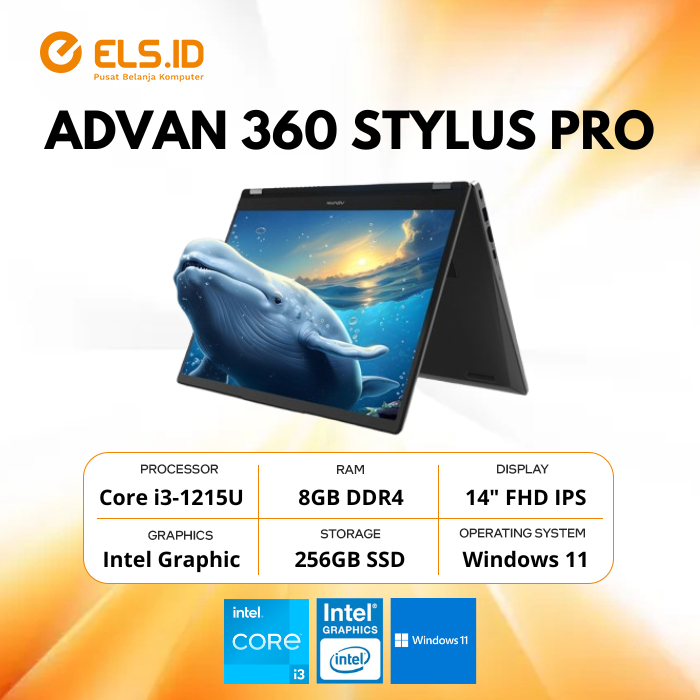 Jual Advan 360 Stylus Pro 2in1 Touchscreen Intel i3-1215U 8GB SSD 256GB ...