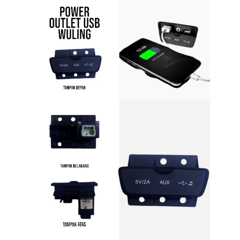Jual Power Outlet Switch Usb Aux Charger 5V/2A Wuling Almaz Original ...