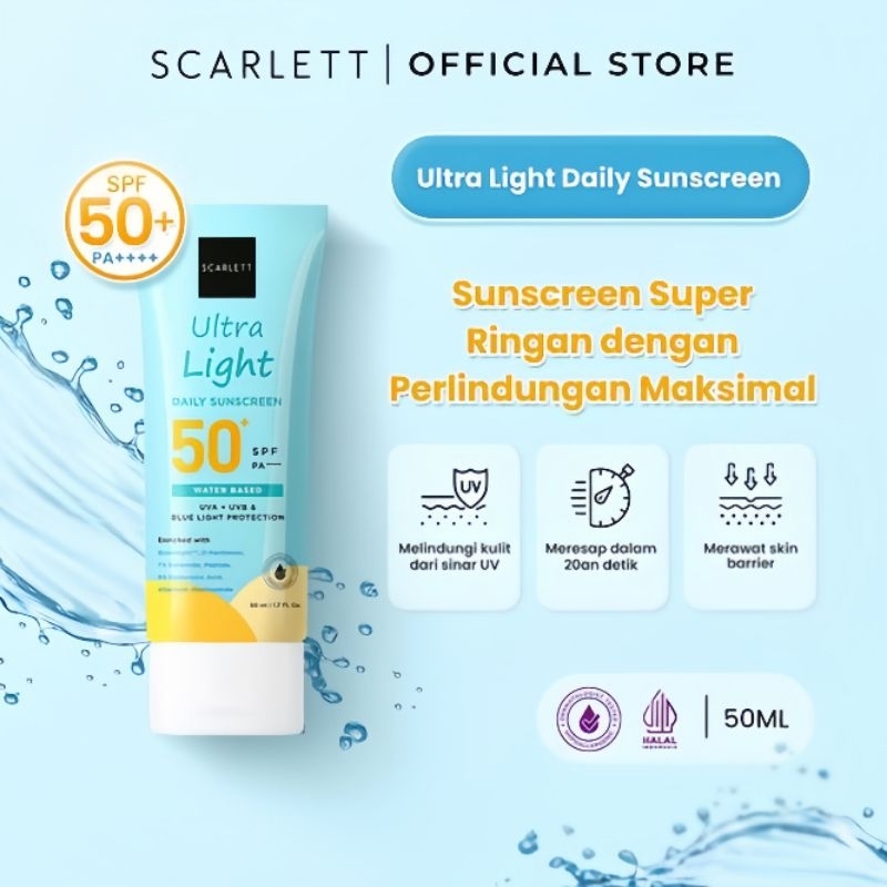 Jual SCARLETT WHITENING Ultra Light Daily Sunscreen SPF 50+ PA++++ / Scarlett Sunscreen 30ml ...