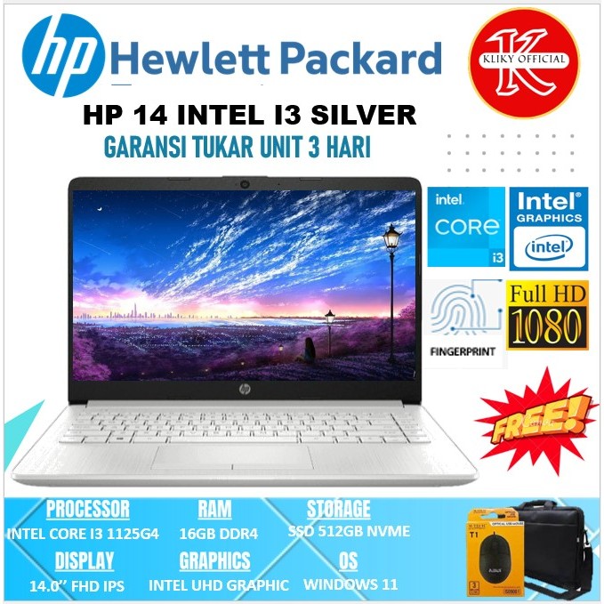 Jual Laptop Sekolah Hp 14 Intel Core i3 1125G4 Ram 16Gb Ssd 512Gb 14 ...