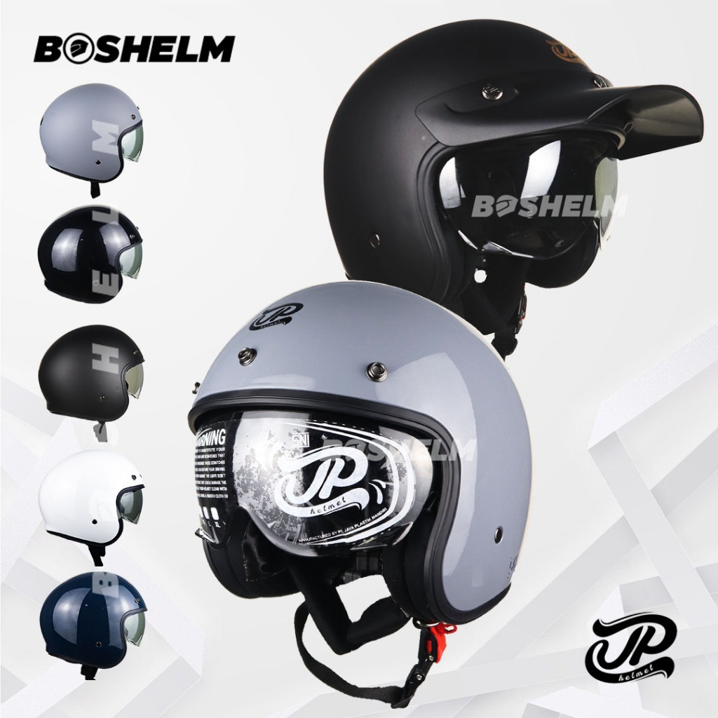 Jual Helm Retro JP SIGNATURE OPEN SOLID Helm Half Face SNI | Shopee ...