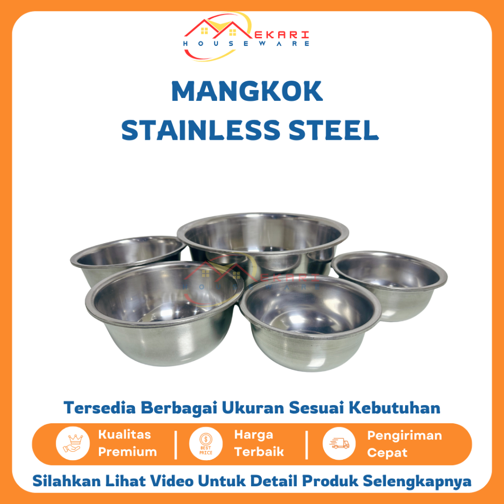 Jual Baskom / Mangkok Stainless Steel Tebal Anti Panas / Wadah Makanan ...