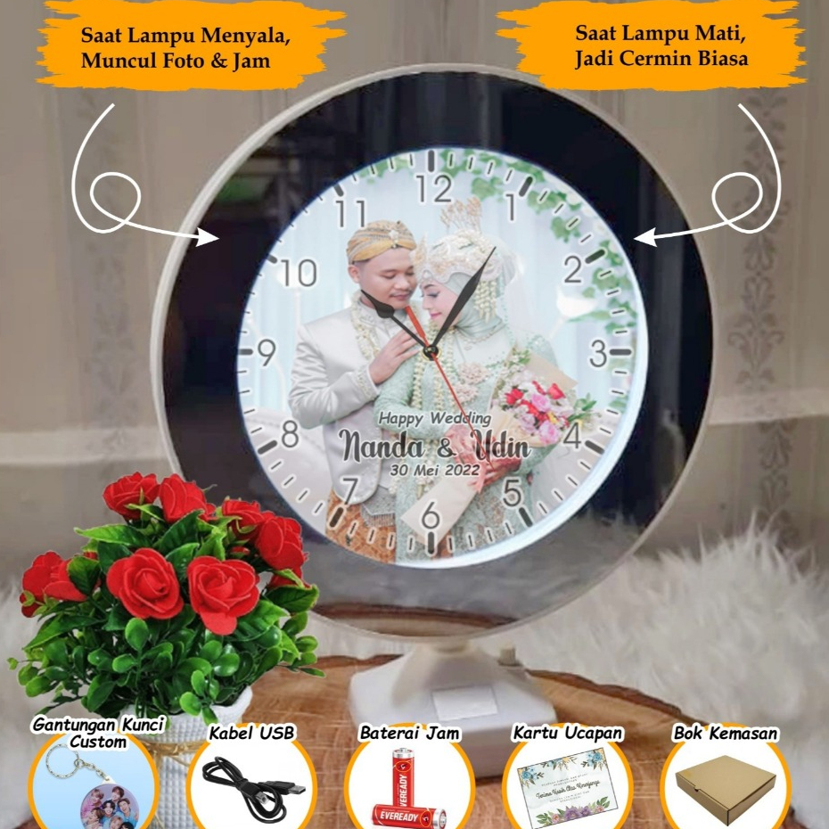 Jual CERMIN JAM FOTO CUSTOM kado ulang tahun kado pernikahan kado ...
