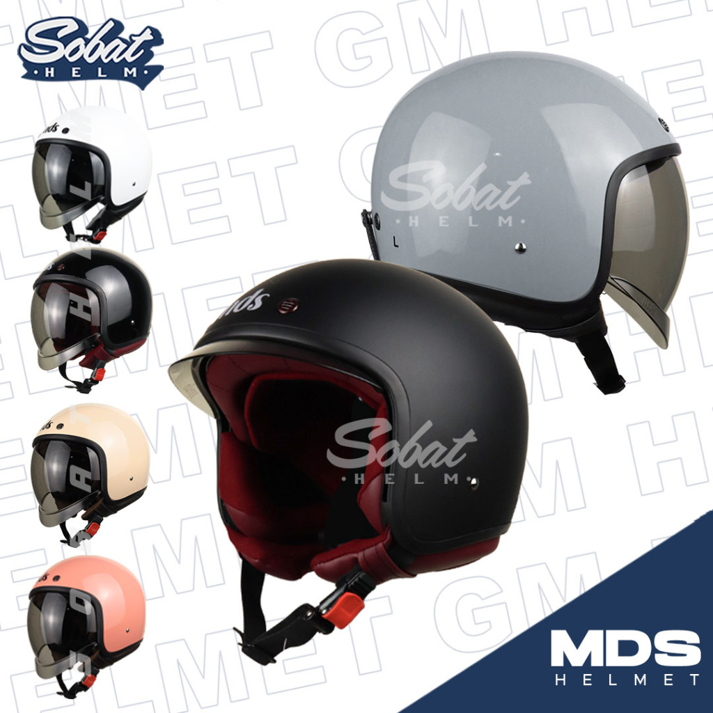 Jual Helm Retro MDS MAGNUM SOLID Helm Half Face SNI | Shopee Indonesia