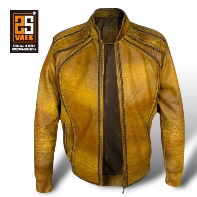 Jual Jaket Pria Kulit Domba Model Bomber Motif Sulam Washing | Jaket ...