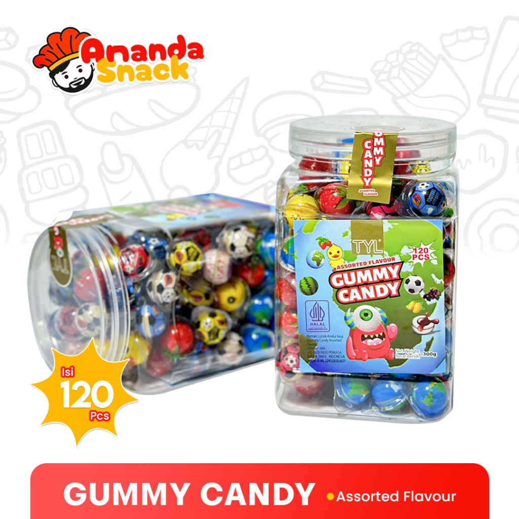 Jual Permen Karet Gummy Candy - Permen Bentuk Bola Aneka Rasa Isi 120 ...