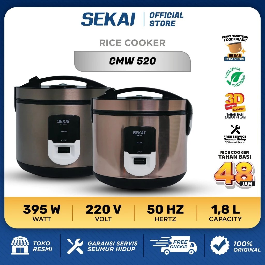 Jual Sekai RIce Cooker 1.8L CMW 520 Magic Com 3 IN 1 | Shopee Indonesia