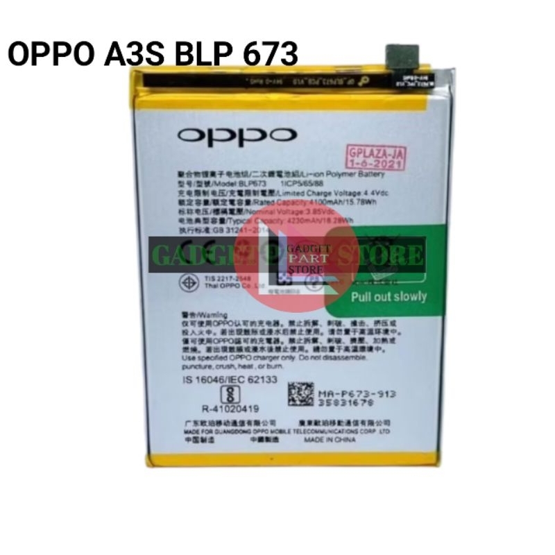 Jual BATERAI BATRE OPPO A3S BLP 673 ORIGINAL | Shopee Indonesia