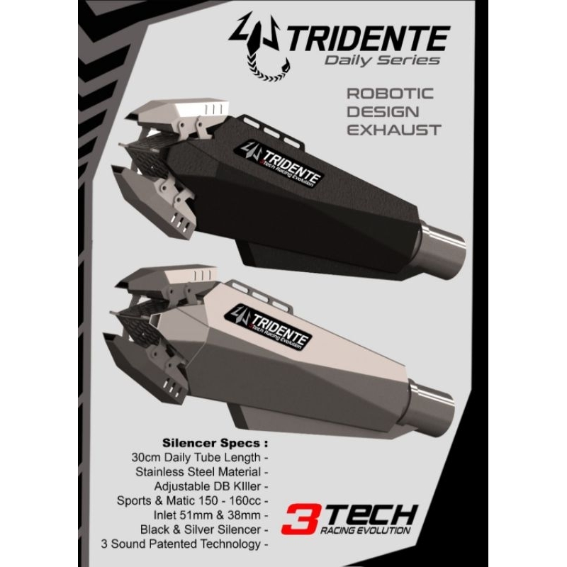 Jual SILENCER ONLY KNALPOT RACING 3TECH TRIDENTE SCORPION DAILY SERIES 3 SUARA | Shopee Indonesia
