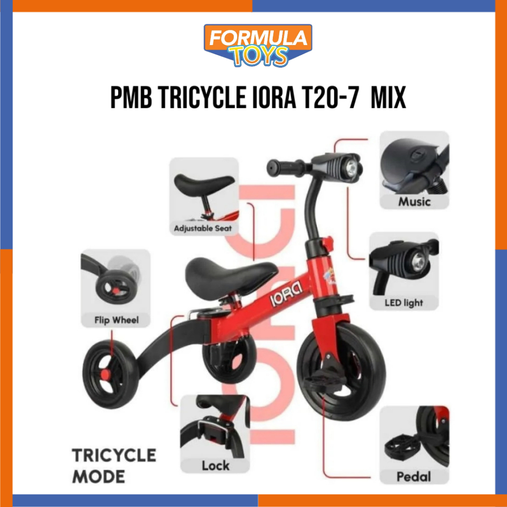 Jual SEPEDA ANAK RODA 3 PMB TRICYCLE IORA T20-7 MIX | Shopee Indonesia