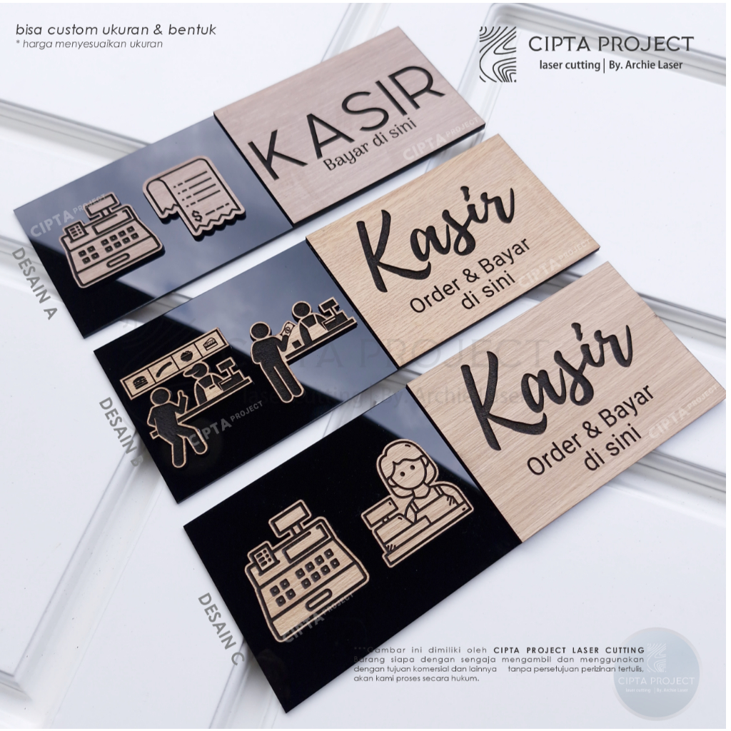 Jual Cashier Sign Board Kayu Kasir / Penanda Order dan Bayar di Kasir ...