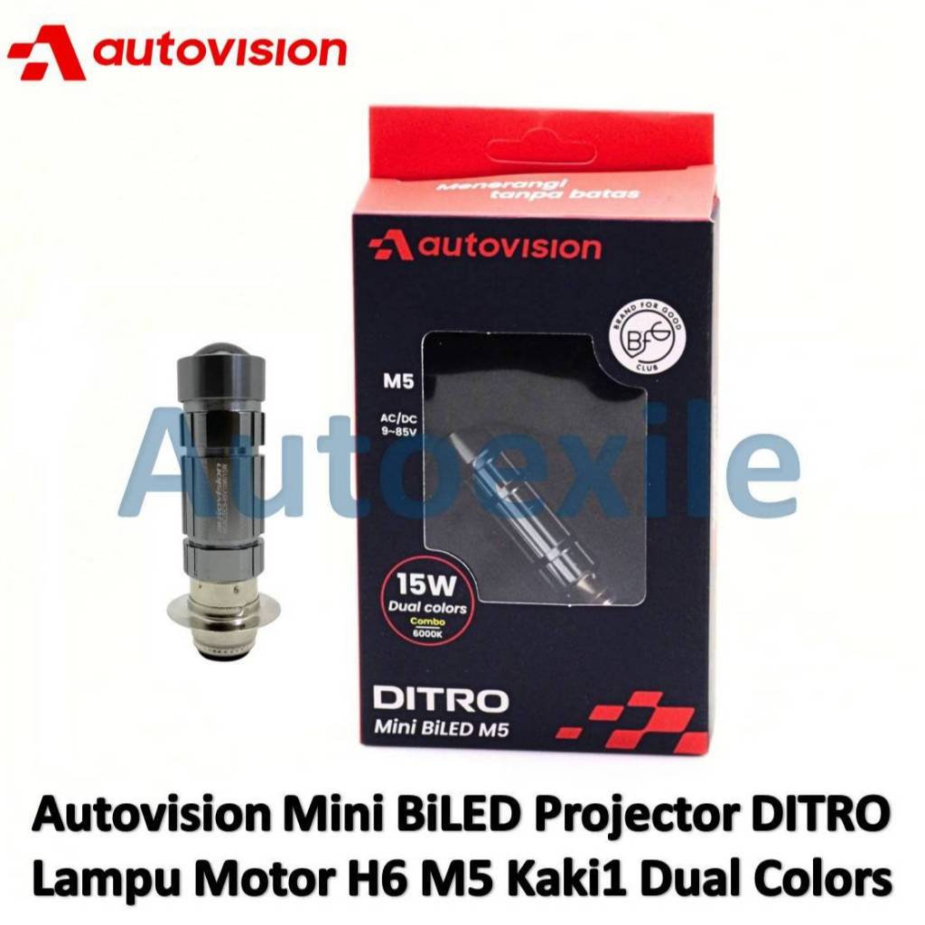 Jual Autovision Mini Bi LED Projector Ditro H6 M5 Kaki1 12V 15W AC DC Dual Colors Putih Kuning ...
