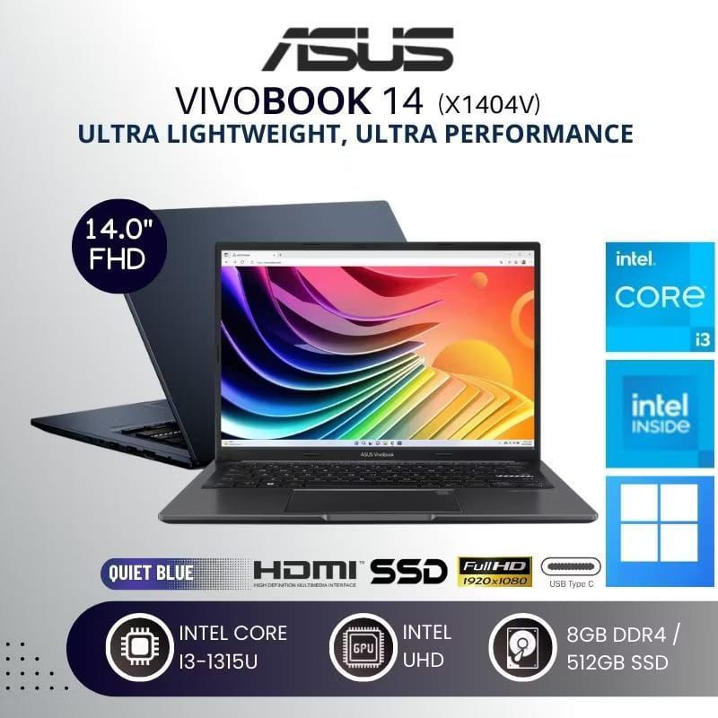 Jual ASUS VIVOBOOK X1404VA INTEL i3 1315U 8GB 512SSD W11 | Shopee Indonesia