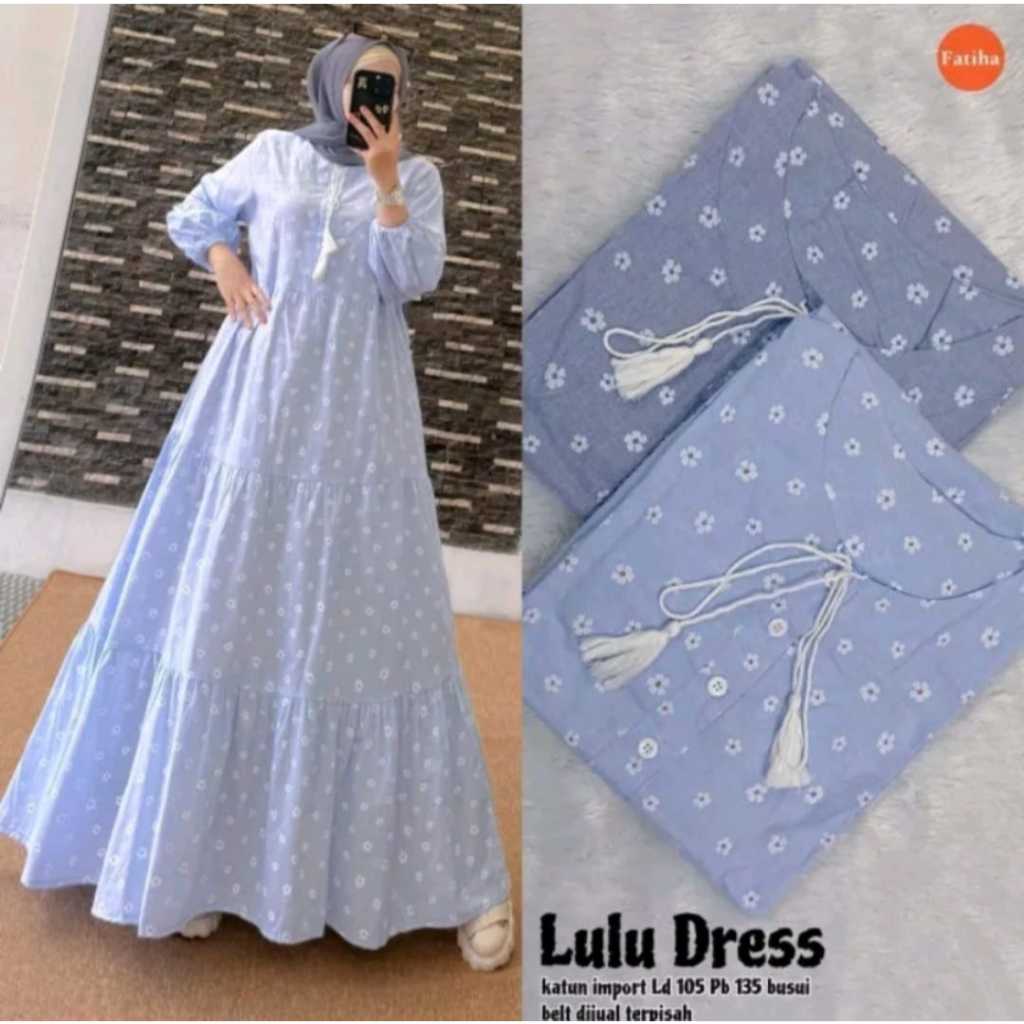 Jual LULU DRESS GAMIS KATUN SALUR MOTIF BUNGA TERBARU | Shopee Indonesia