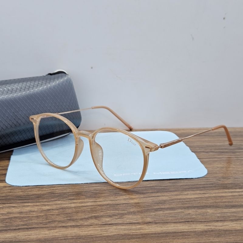 Jual frame kacamata pria wanita bulat F92003 peach | Shopee Indonesia