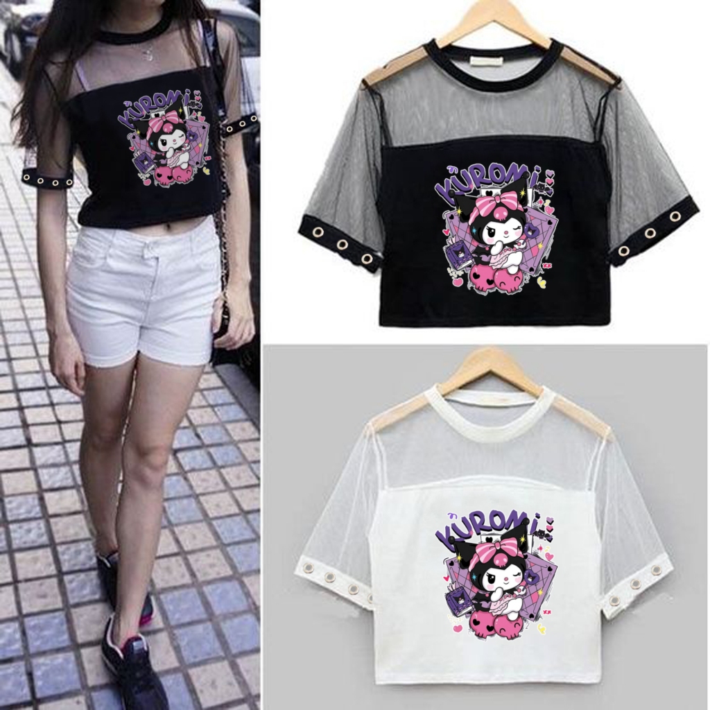 Jual Tshirt crop mix jala shippon caracter korean style/tshit labubu ...