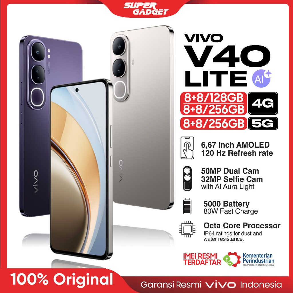Jual VIVO V40 Lite 4G 5G 8/128 8/256 12/512 RAM 8 12 ROM 128 256 512 GB Smartphone Android ...
