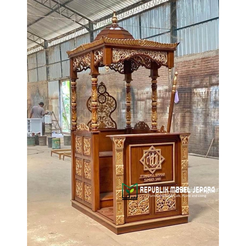 Jual Mimbar Masjid motif gebyok Kayu Jati Grade A | Shopee Indonesia