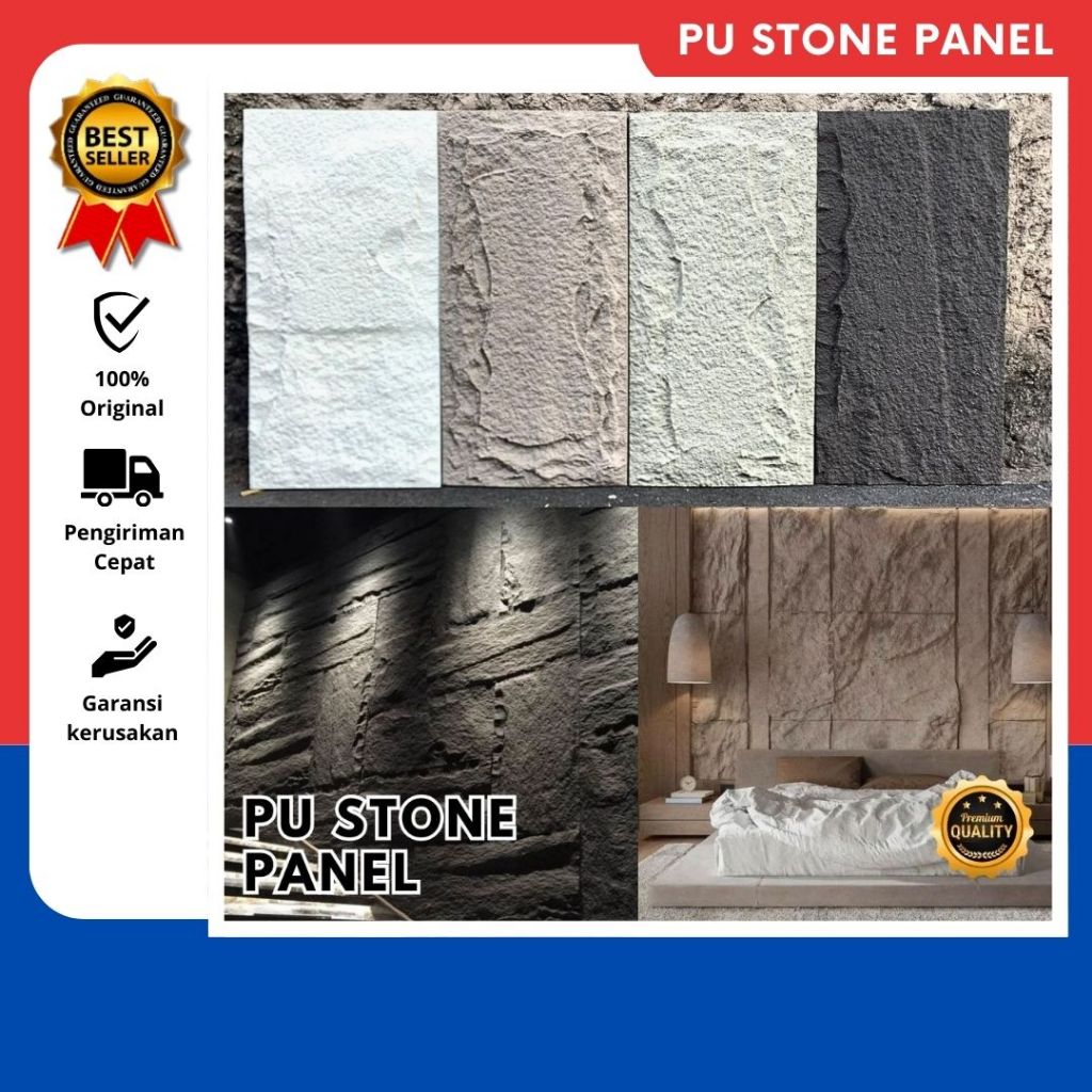 Jual PU Stone Panel Batu Alam 3D Dinding Estetik 60x120cm Desain ...