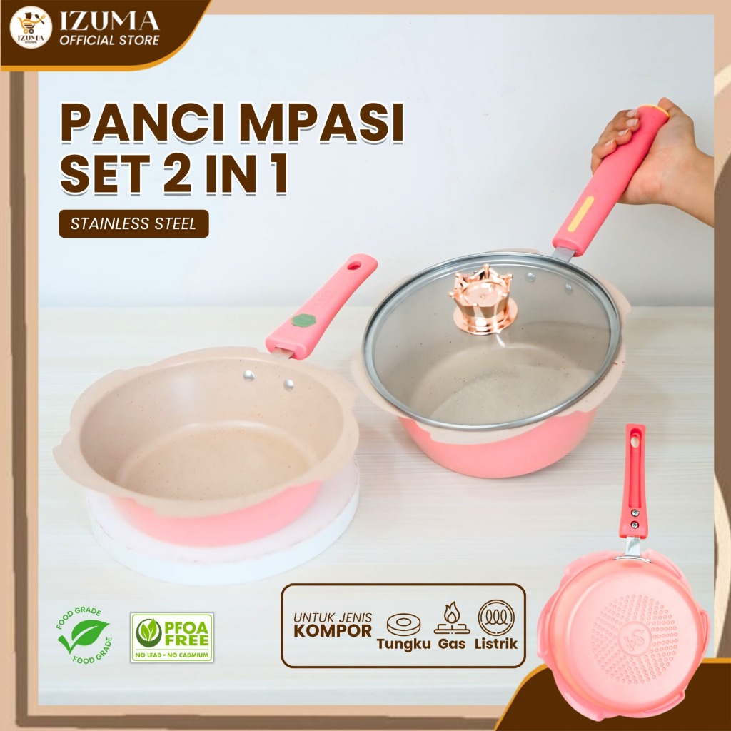 Jual IZUMA Panci Set 2 IN 1 Bunga Sakura Granit Wajan Keramik Food ...