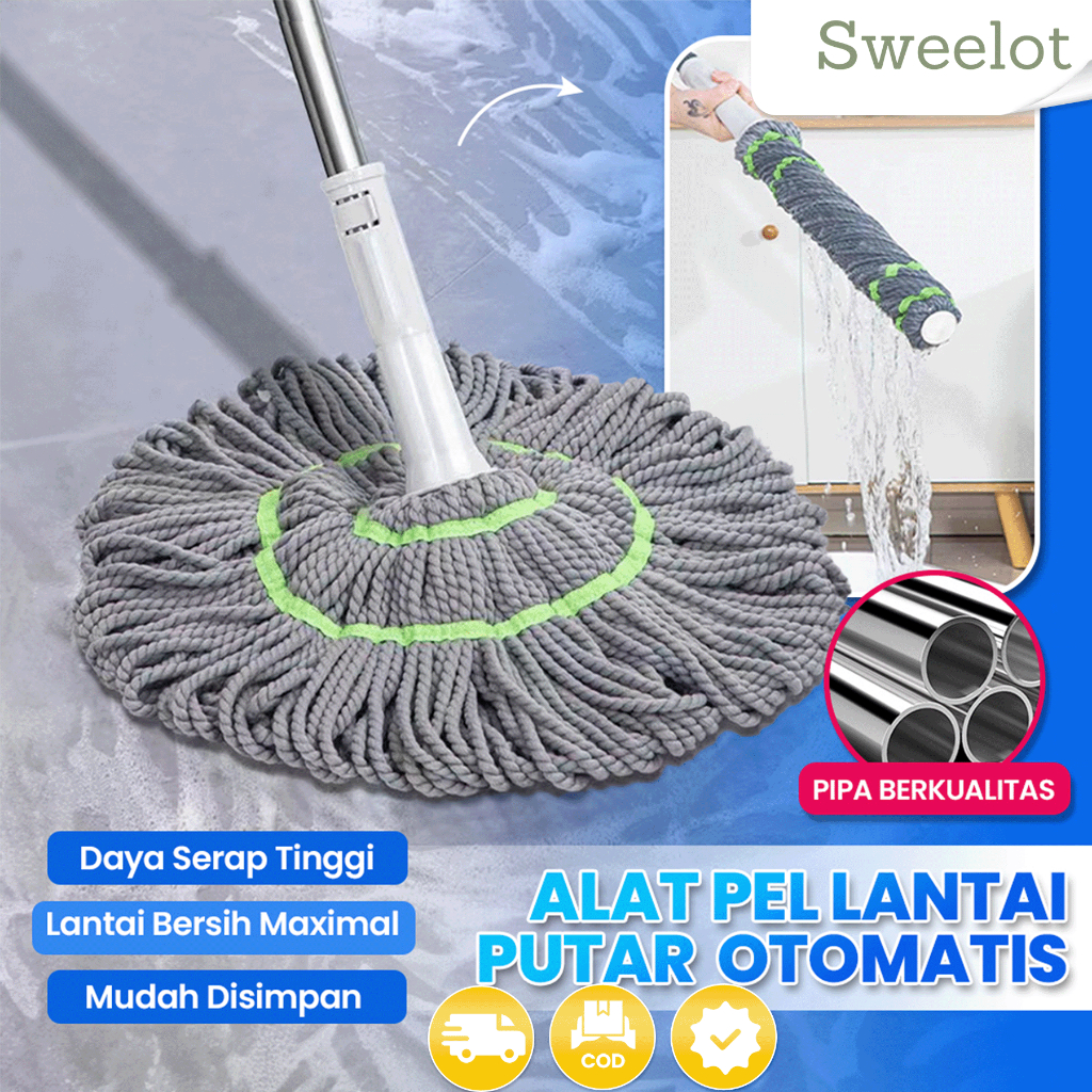 Jual Pel Putar Serbaguna Cepat Kering Alat Pembersih Lantai Basah Pel ...