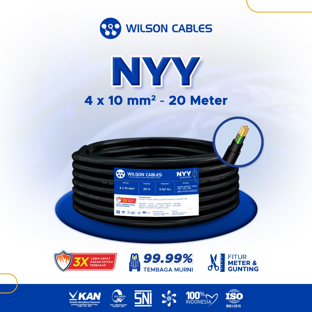 Jual WILSON CABLES - NYY 4x10 mm2 20 Meter - Kabel Tembaga Kawat ...
