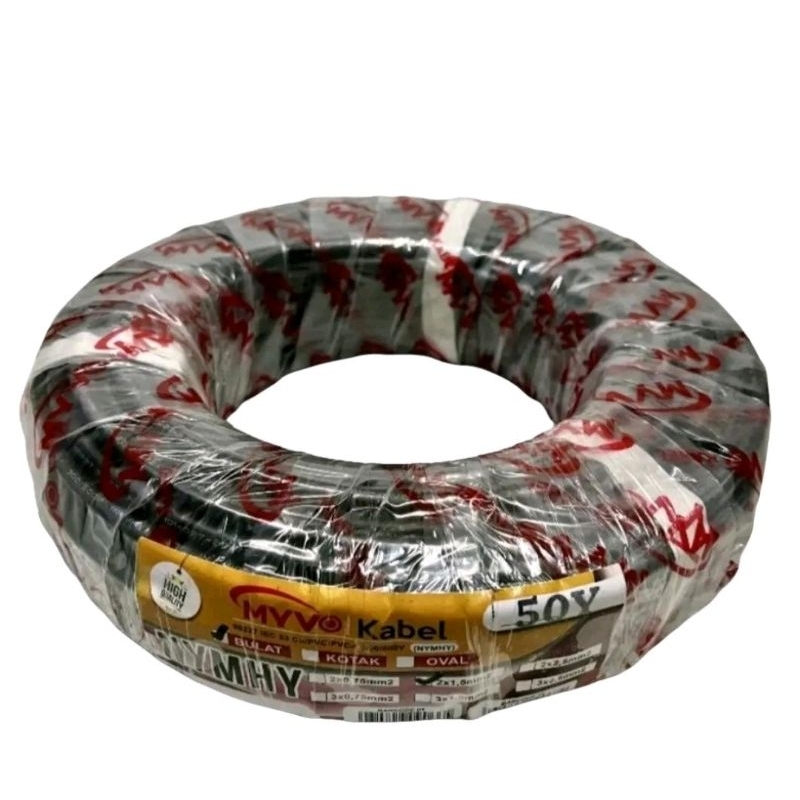 Jual Kabel Myvo Serabut 2x0,75 NYMHY Standar SNI panjang ( 50 YARD ) - Hitam | Shopee Indonesia