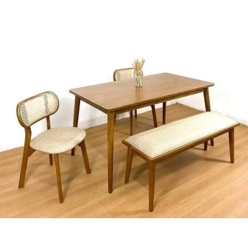 Jual SET KURSI MAKAN MINIMALIS / kursi kacang Rotan dan meja minimalis | Shopee Indonesia