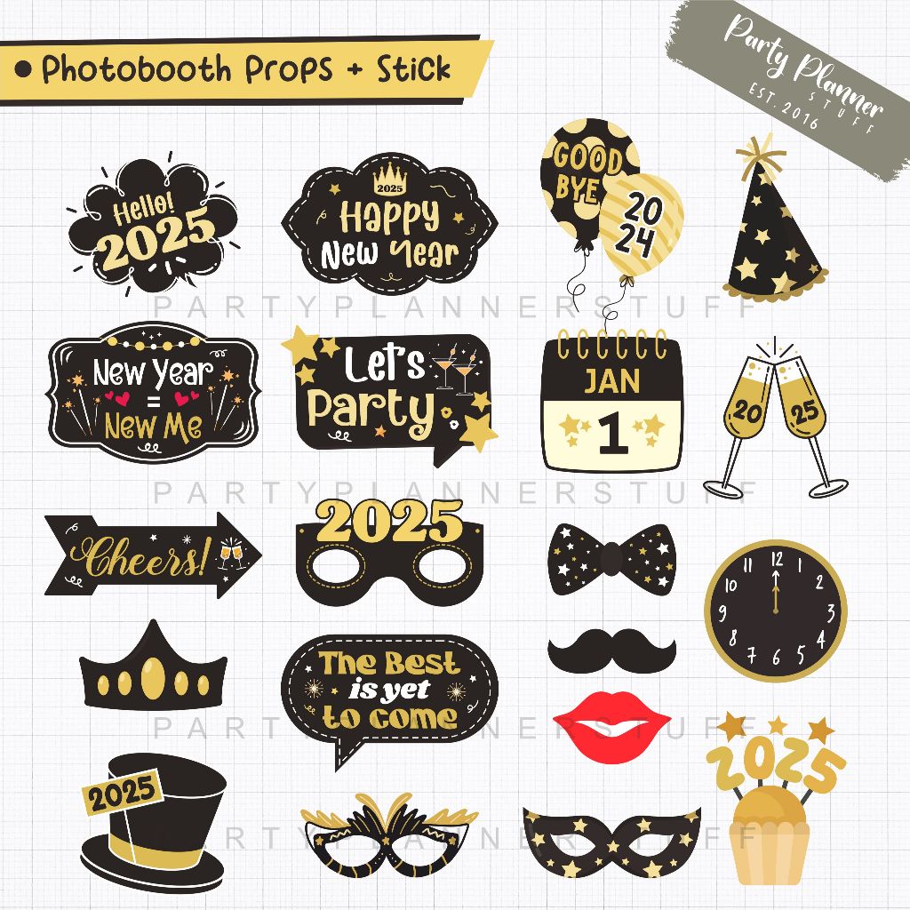 Jual Fun props happy new year / stik foto aksesoris tahun baru / photo ...