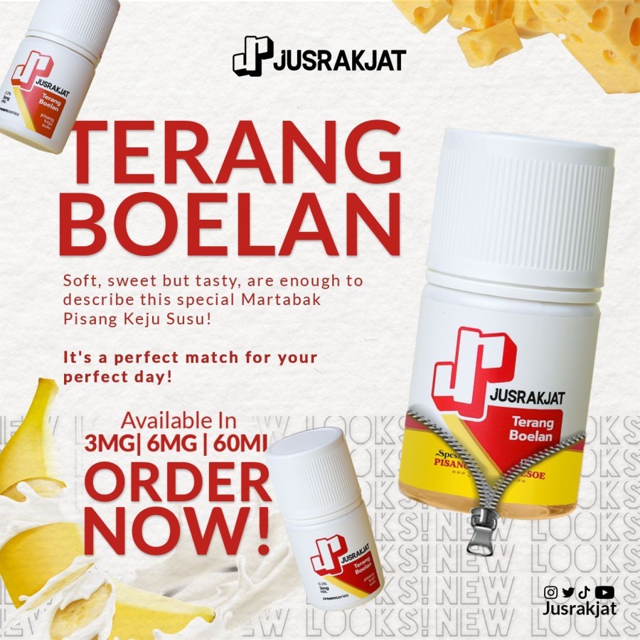 Jual Liquid Jusrakjat Terang Boelan V2 Pisang Keju Susu 3MG/6MG 60ML ...