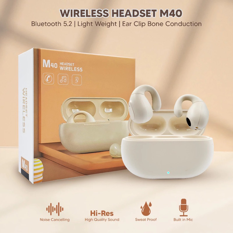 Jual Headset Bluetooth Earphone TWS M40 Wirelles Stereo Bass | Shopee ...