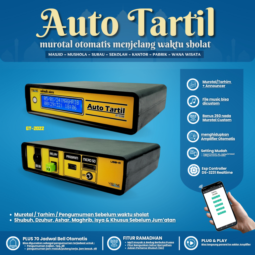 Jual PROMO AUTO TARTIL + Adzan 5 Waktu + murotal sebelum sholat ...