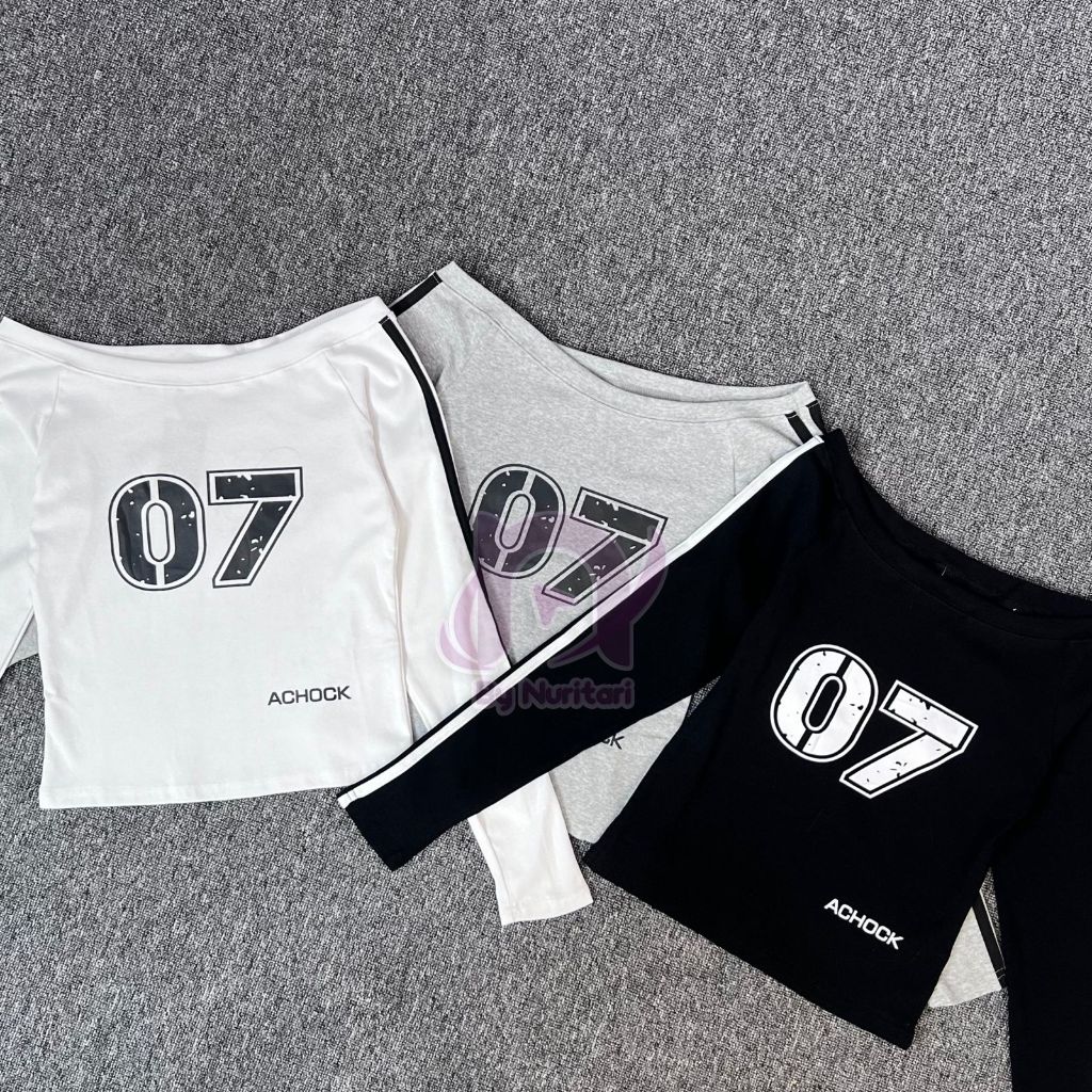 Jual 07 PRINTED Y2K LONGSLEEVE SLIMFIT SEMI OFF SHOULDER KAOS WANITA ...