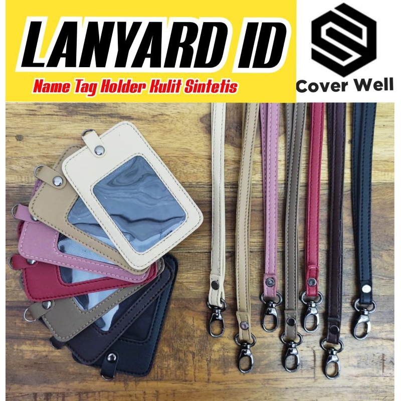 Jual Name Tag Id Holder Kulit Sintetis Premium Lanyard Kantor Pria ...
