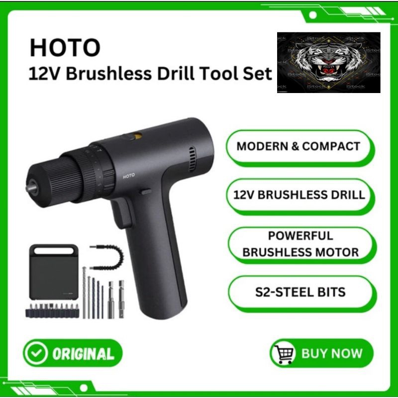 Jual HOTO 12V Brushless Drill Tool Set Bor Electric Cordless Impact Drill Kit | Shopee Indonesia