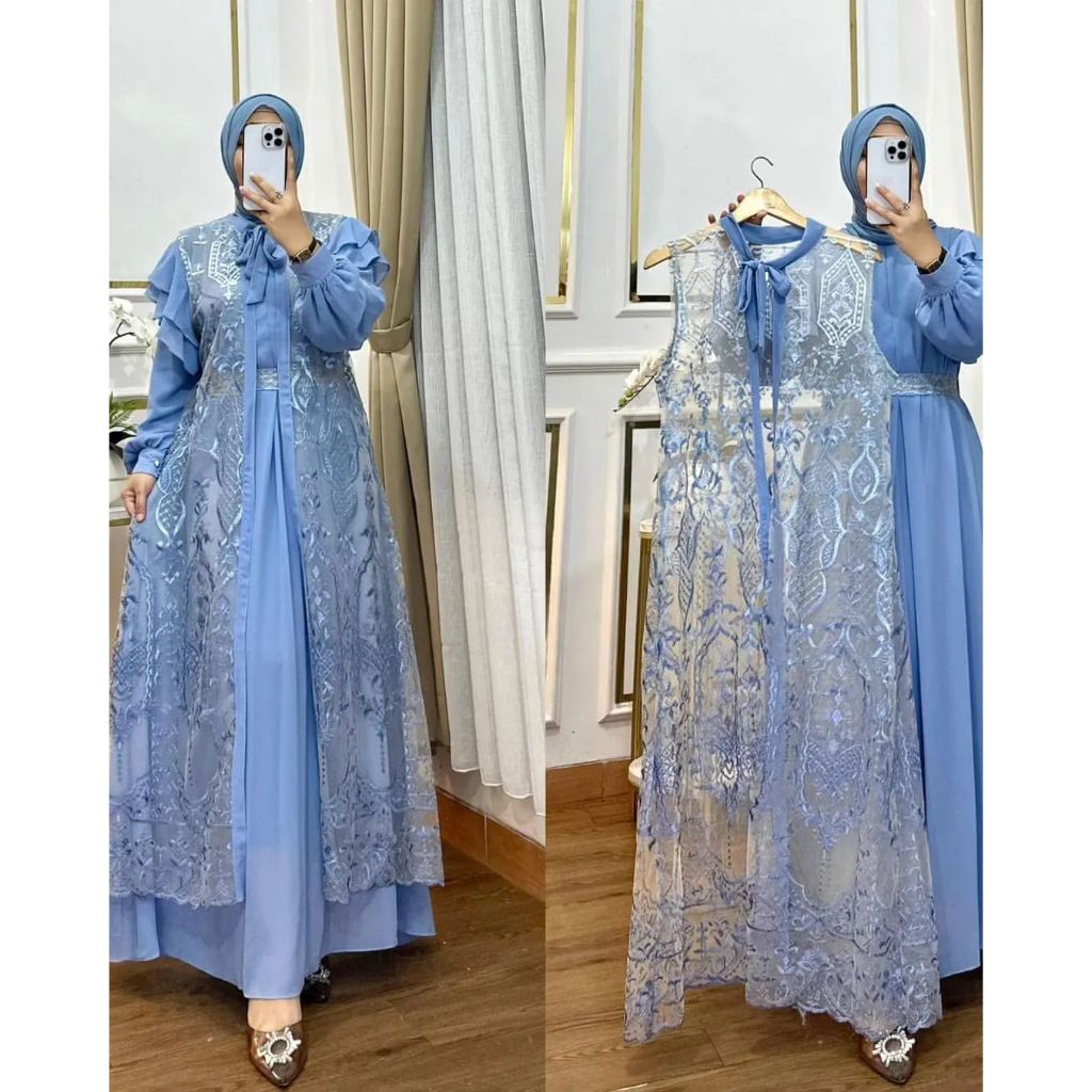 Jual NASHITA DRESS FREE BELT BAJU GAMIS KONDANGAN BRUKAT INNER OUTER PISAH DRESS WANITA DEWASA ...