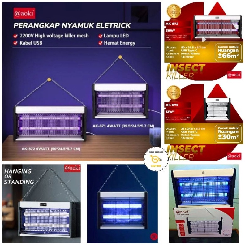Jual AOKI Insect Killer Mosquito Killer Perangkap Nyamuk Lalat Bug Zapper Lampu UV 123 Watt ...