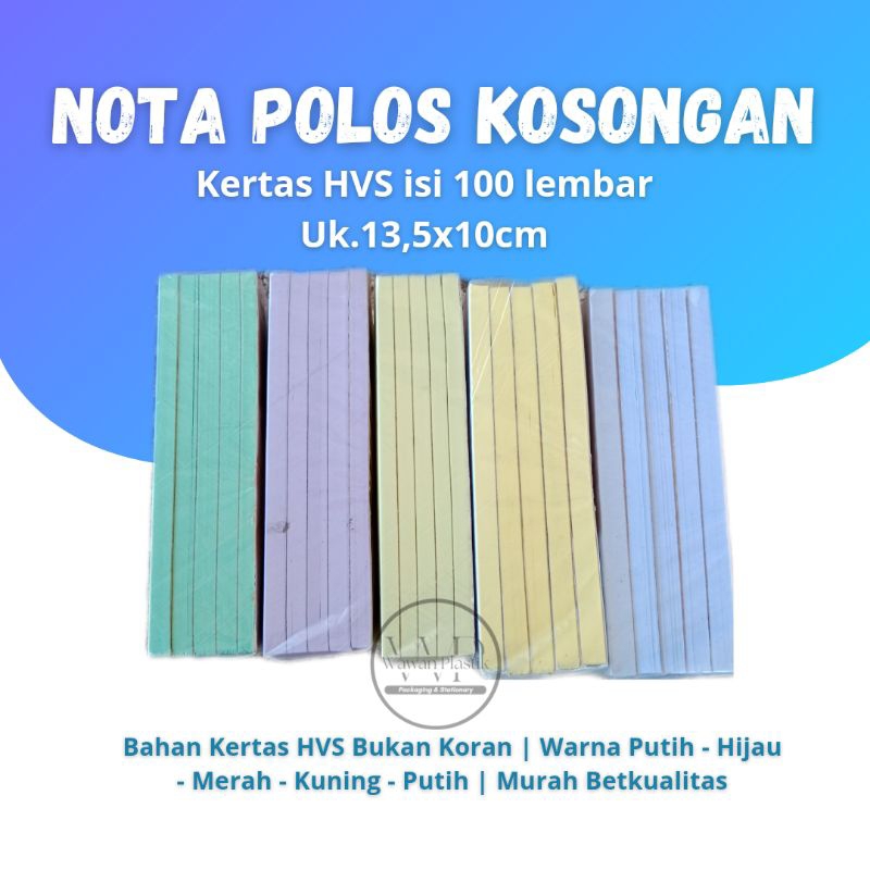 Jual (5 buku) Nota Polos Kosongan isi 100 Lembar Bahan Kertas HVS 13 ...