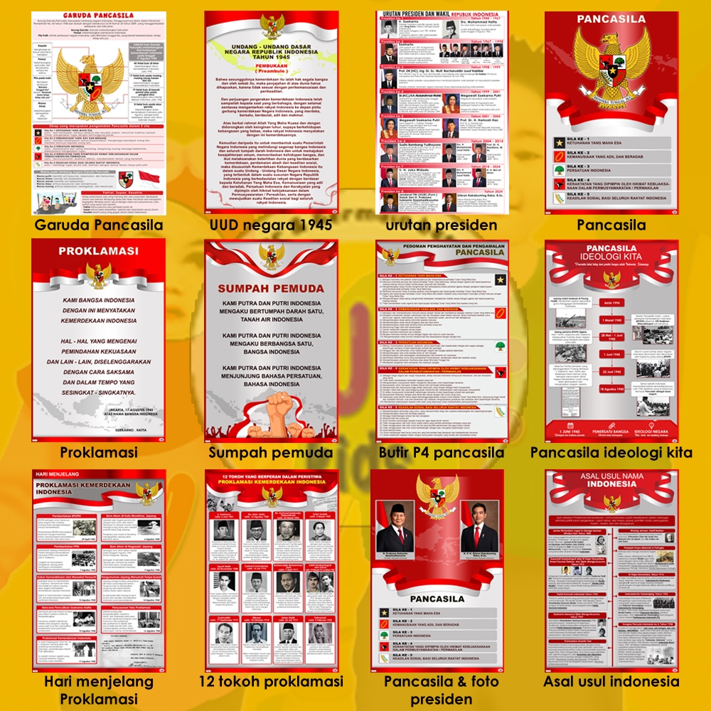 Jual poster pancasila - poster proklamasi - poster sumpah pemuda ...