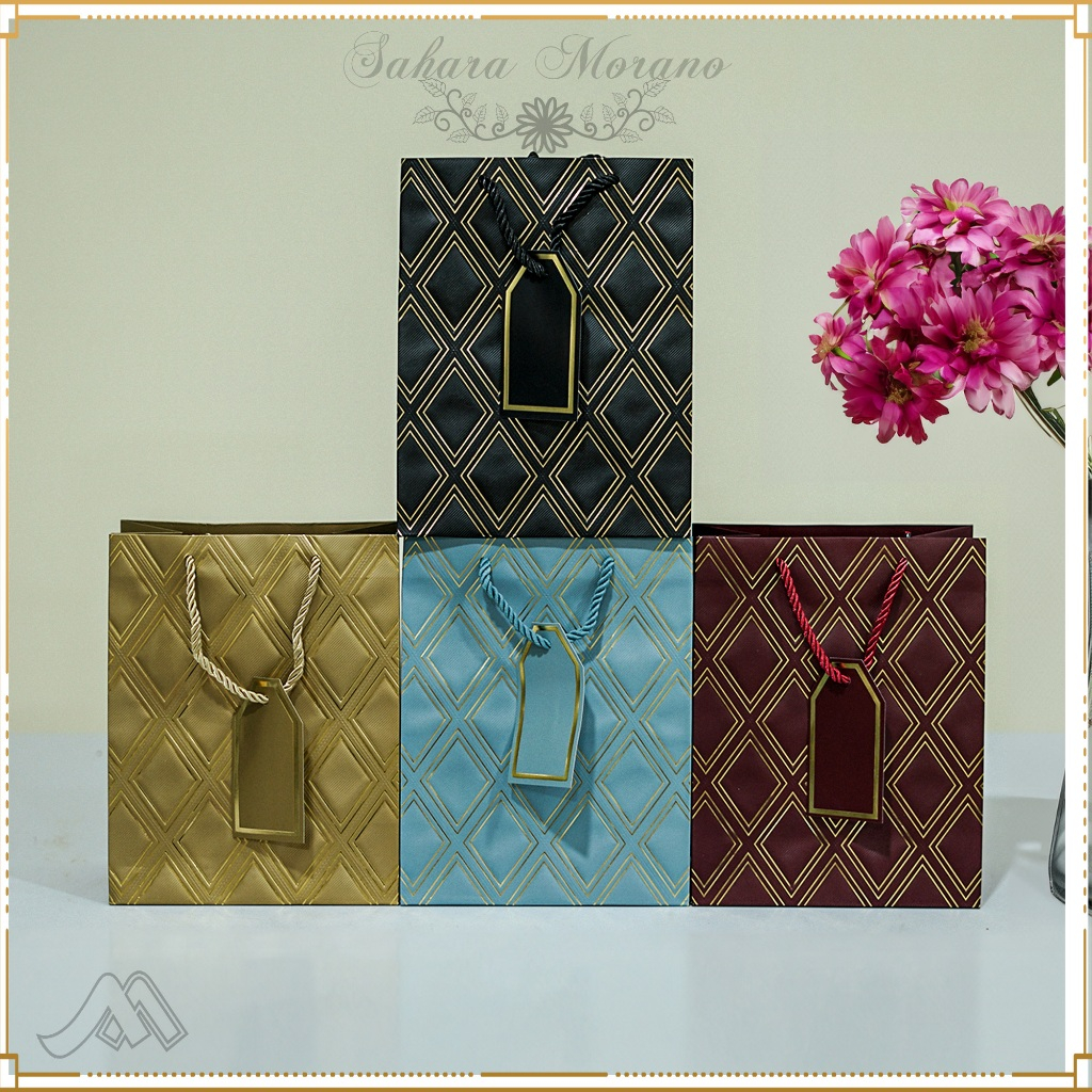 Jual Paper Bag Motif Full Diamond Emboss | Tas Belanja Tas | Souvenir ...