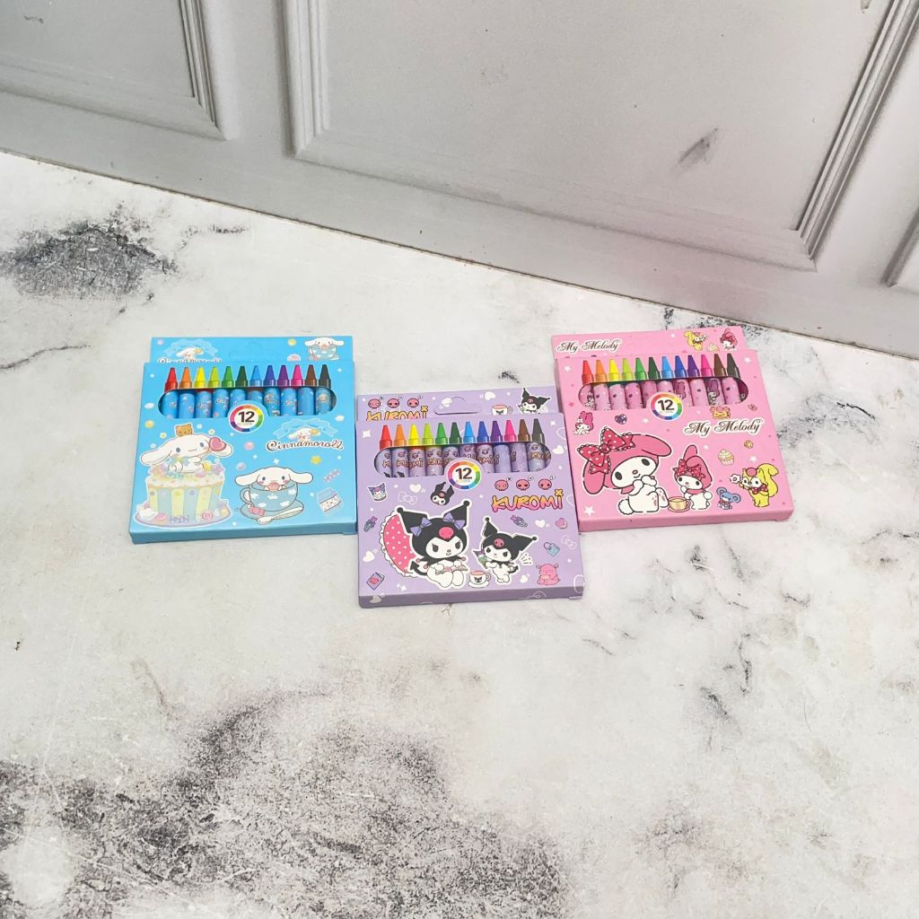 Jual Krayon Mini SANRIO 1 Set isi 12 PCS Kuromi Melody Cinnamoroll ...