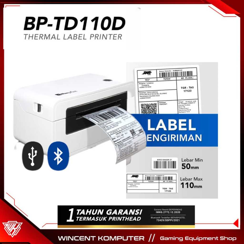 Jual Printer Barcode Thermal Resi Pengiriman A6 BLUEPRINT TD110D | Shopee Indonesia