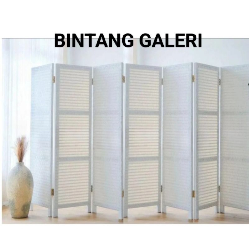 Jual ( 7 PINTU ) Sketsel Pembatas Ruangan Rotan Sintetis Putih Polos ...