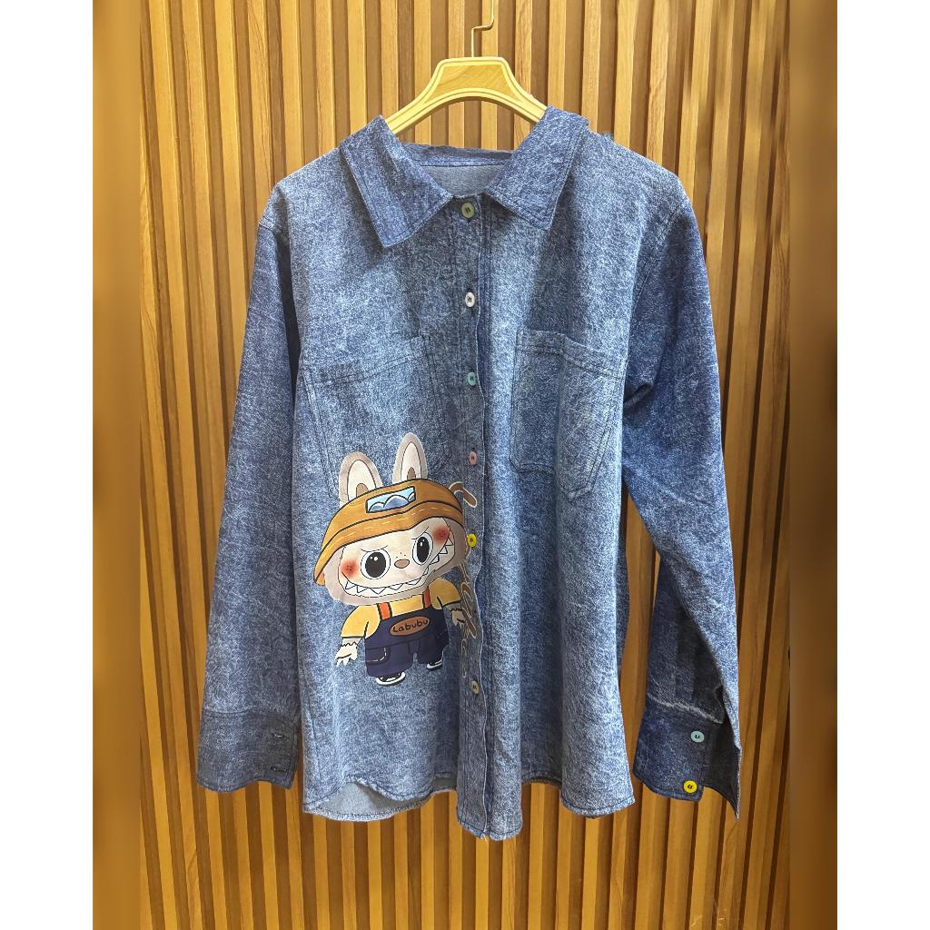Jual Elly arsy - Kemeja Atasan Wanita Labubu Jeansss Originalll ...