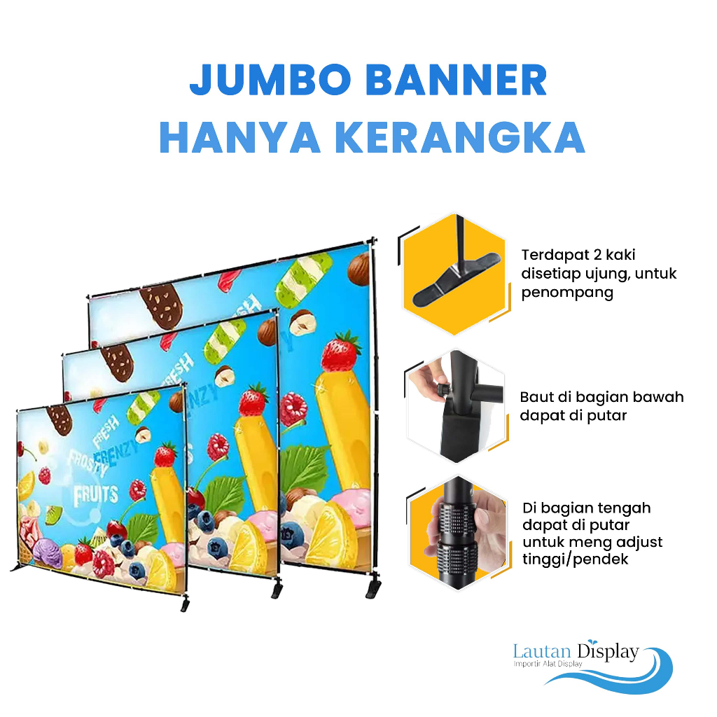 Jual Jumbo Banner Adjustable Standing Backdrop Tiang Back Drop Stand ...