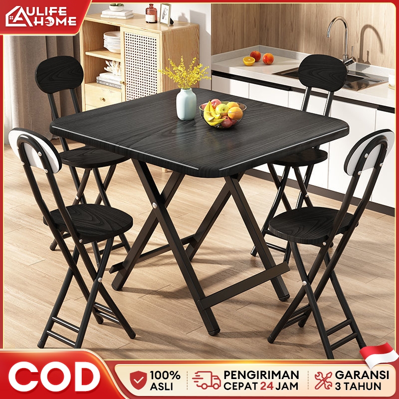 Jual Meja Lipat Set 4 Kursi/Meja Makan 100x60CM/Meja Makan Lipat / Meja Makan Portable | Shopee ...