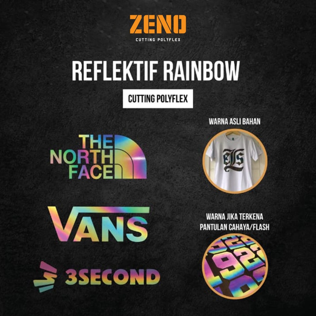 Jual Rainbow Reflektif Cutting Polyflex Custom Sablon Setrika | ZENO ...