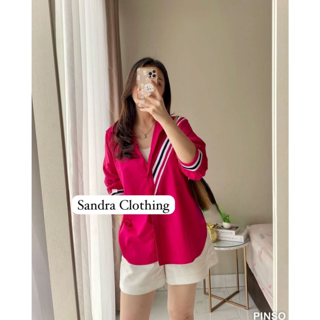 Jual Sandra'c youngni kemeja katun list knit premium | Shopee Indonesia